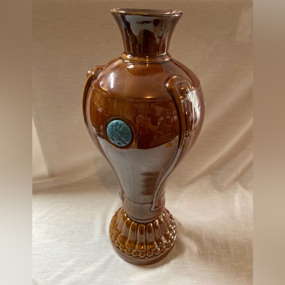 Bombay | Accents | Vintage Brown Glaze Vase Blue Center Stone Large ...